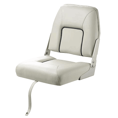Vetus FIRST MATE Deluxe Folding Seat White - Dark Blue Seams (Vetus CHFSW)